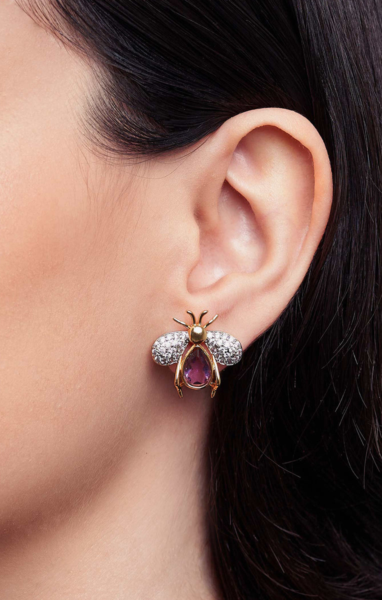 Amethyst Royal Bee Stud Earrings – VIPOP