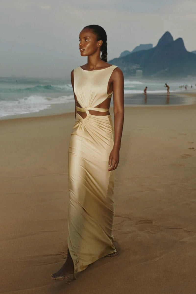 White Cut Out Maxi Dress – VIPOP