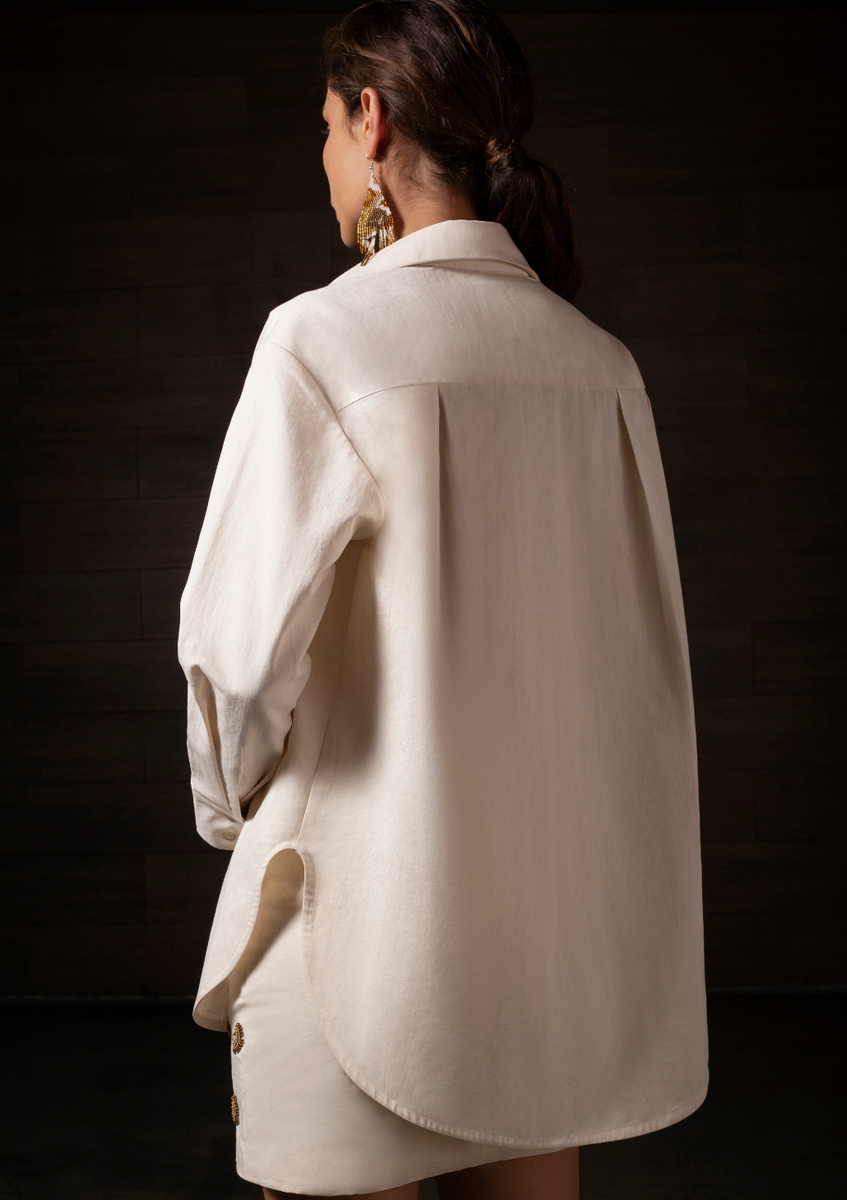 Beige Cotton Oversized Blouse – VIPOP