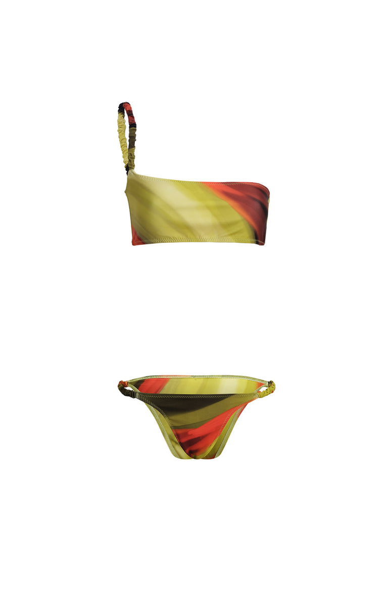 Green One Shoulder Bandeau Bikini SET – VIPOP