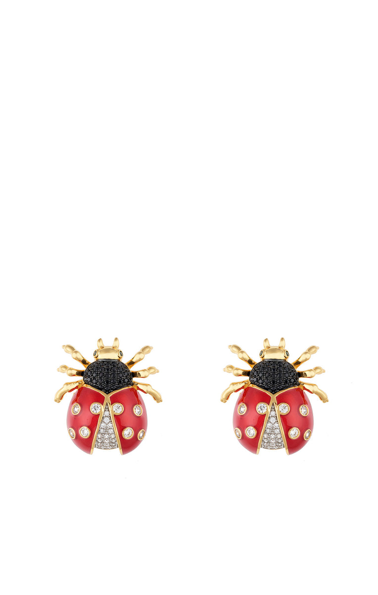 Red Crystal LadyBug Stud Earrings – VIPOP